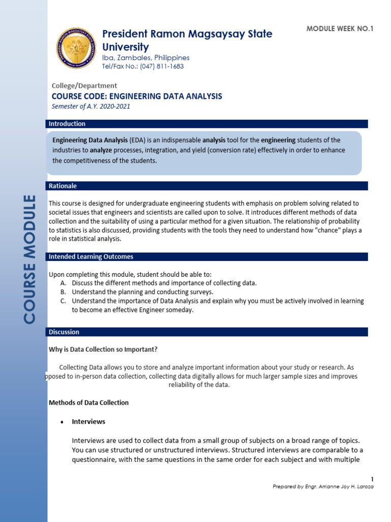 Engineering Data Analysis Overview | PDF | Methodology | Survey Methodology
