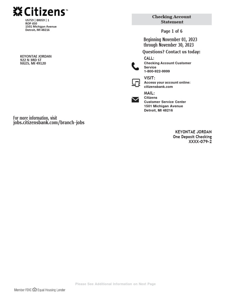 Citizens Bank | PDF | Transaction Account | Overdraft