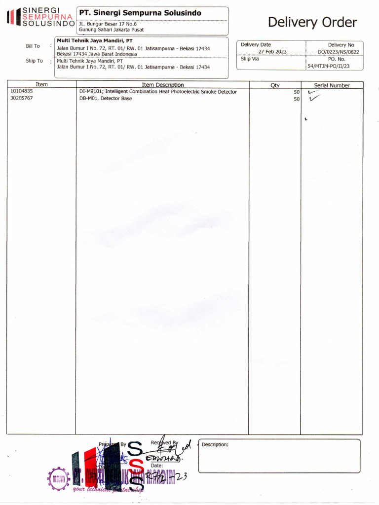 Contoh Delivery Order | PDF