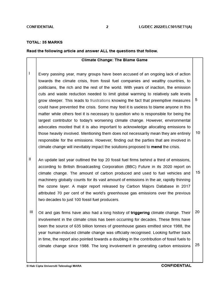 ELC 501 - TEST Set1A QP - DEC2022 | PDF