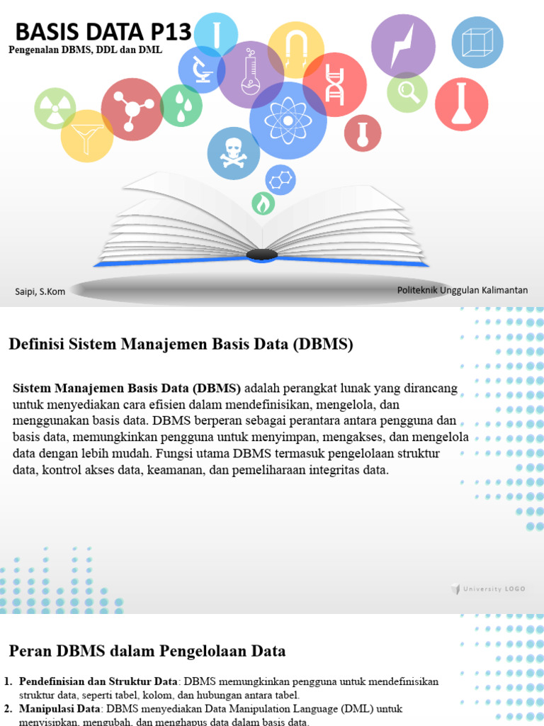 Basis Data Pertemuan 13 DBMS DDL DML | PDF | Komputer | Teknologi & Rekayasa