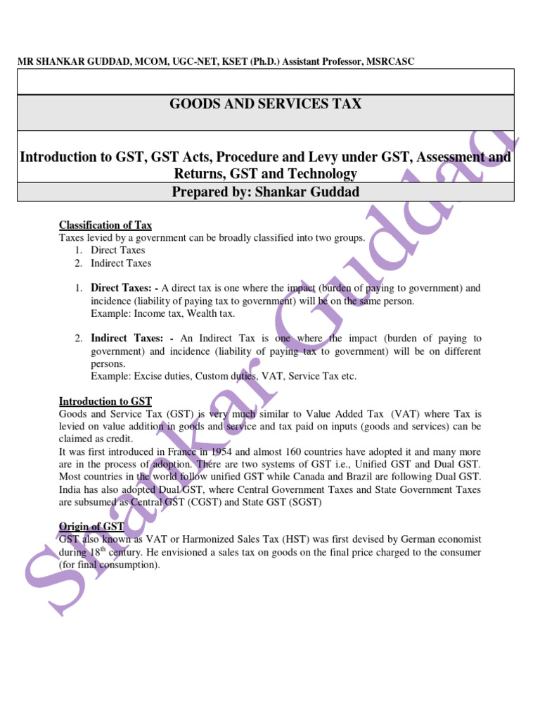 GST Notes | PDF | Value Added Tax | Taxes