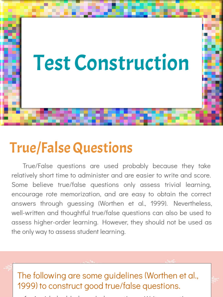 Test Construction Pdf Multiple Choice Cognition