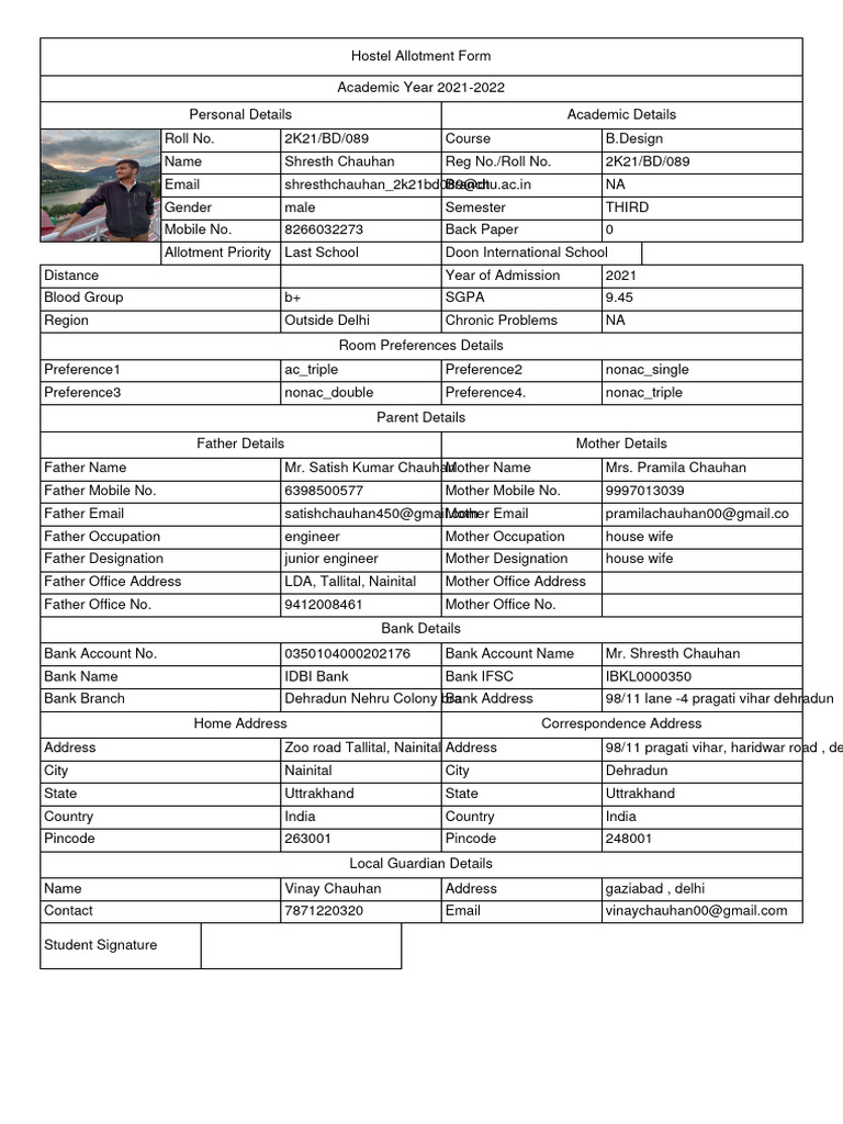 DTU Hostel Allotment Form 2021-22 | PDF | Justice | Crime & Violence