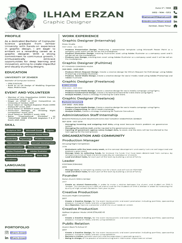 CurriculumVitae IlhamErzan Updated | PDF | Graphic Design | Computing