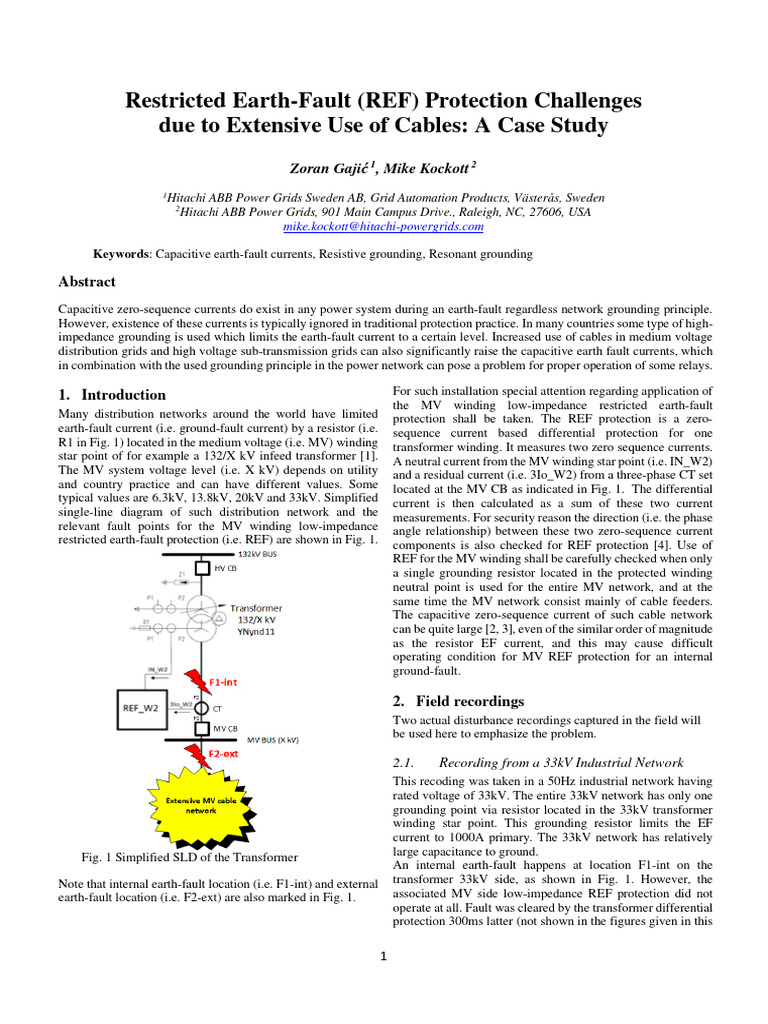 Restricted Earth-Fault (REF) Protection Challenges Due To Extensive Use ...