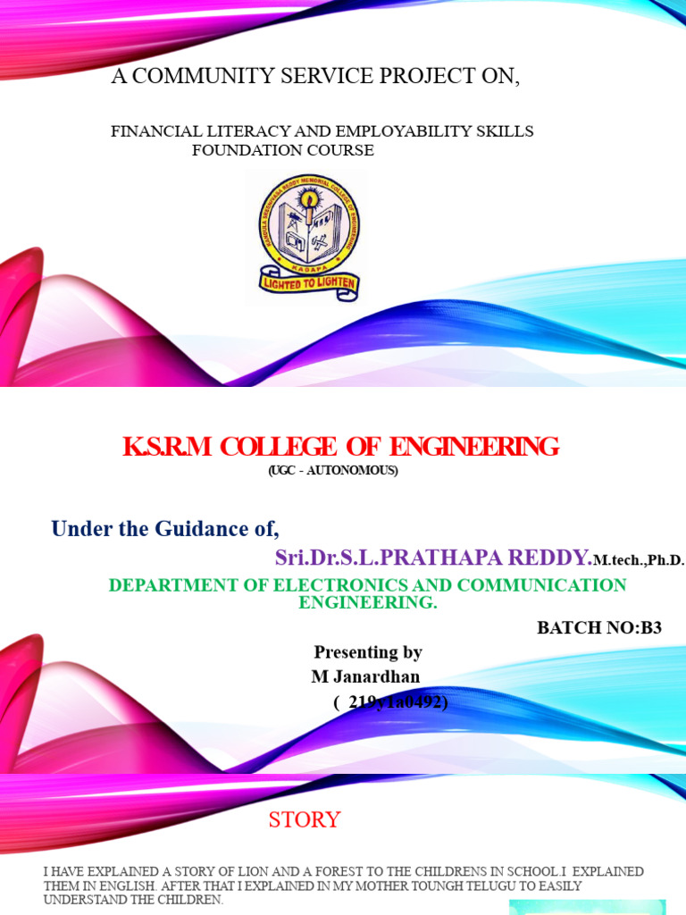 A Community Service Project On,: Financial Literacy and Employability Skills Foundation Course ...