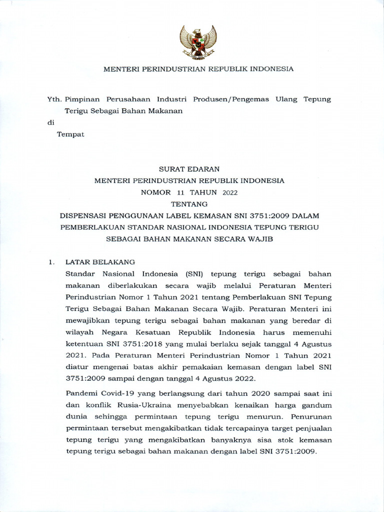 Surat Edaran No. 11 Tahun 2022 | PDF