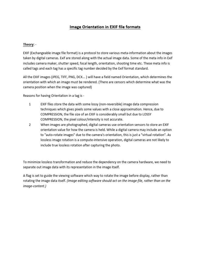 Orientation in EXIF - Plan | PDF | Digital Camera | Computer Engineering