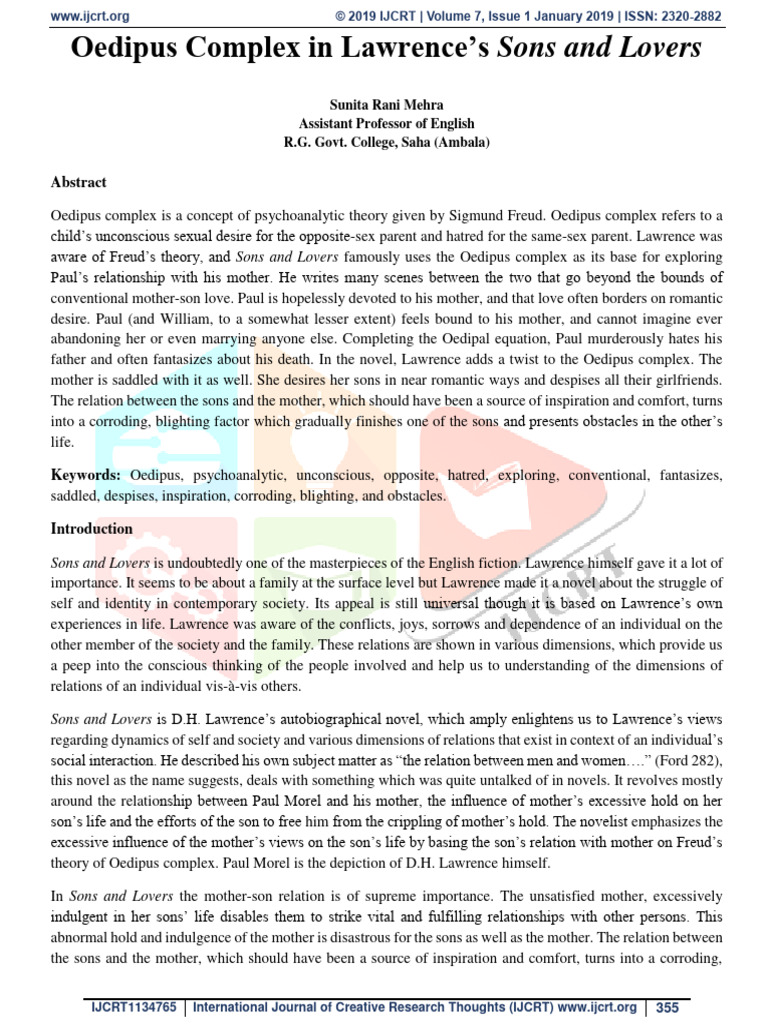 Sons and Lovers ..... | Download Free PDF | Oedipus Complex | Sons And Lovers