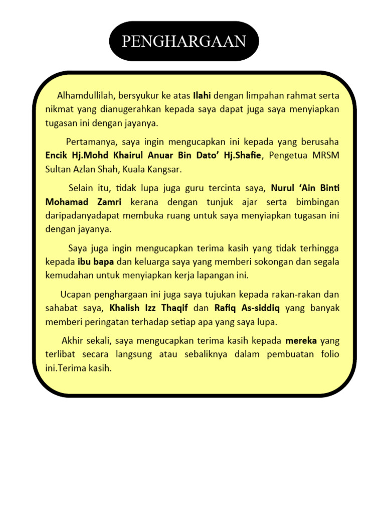 Folio RBT Tingkatan 3 | PDF