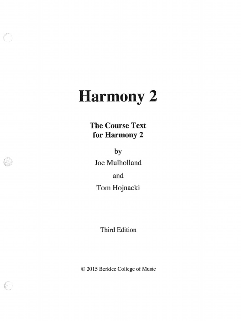Berklee Harmony 2 Textbook 3rd Edition | PDF