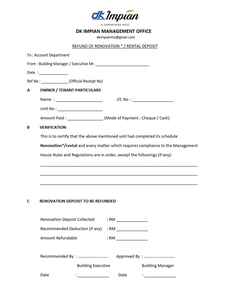 Refund Form | PDF | Finance & Money Management