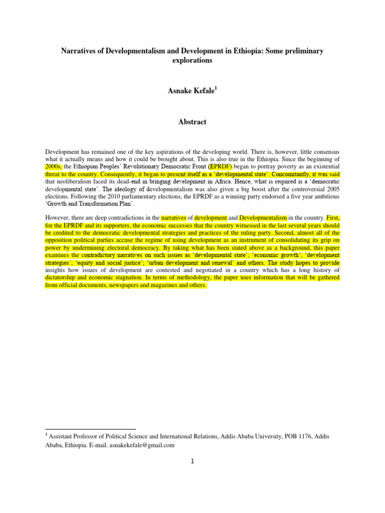 Asnake-Kefale-Full-paper Devlopment in Ethiopia | PDF | Inflation ...