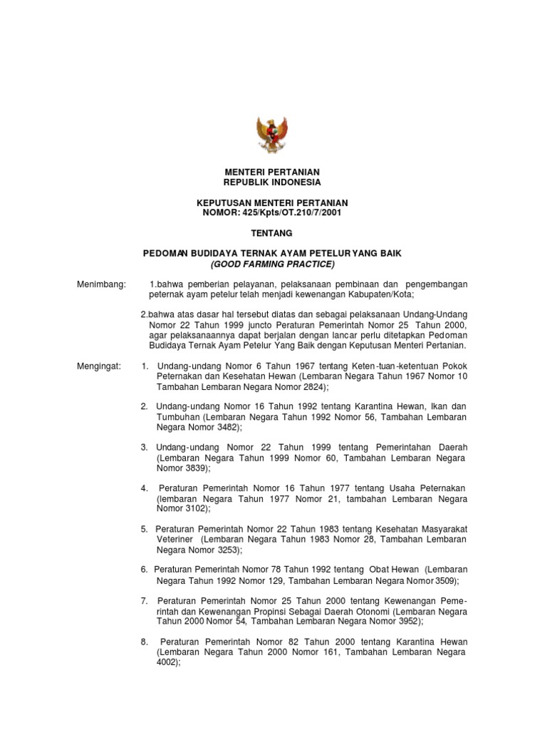 Kep Mentan 425 | PDF