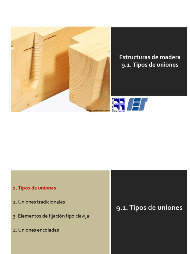 S09E01 - Tipos Uniones | PDF | Madera | Ingeniería de Edificación