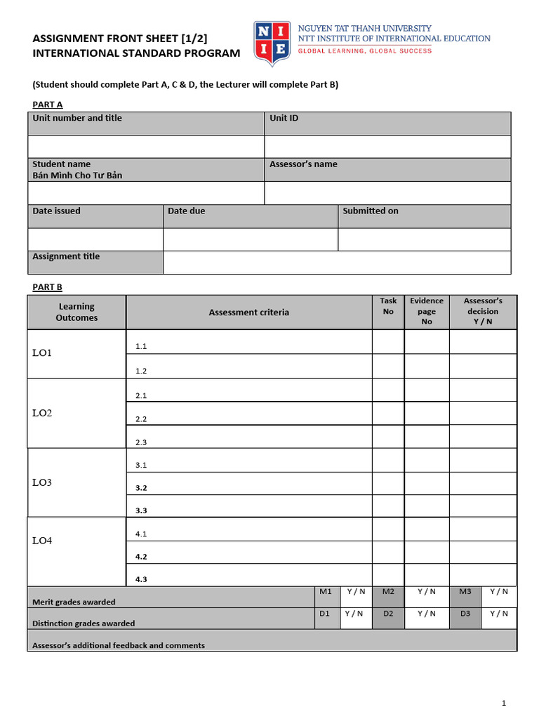 Assignment Front Sheet (Template) | PDF | Capital Asset Pricing Model ...