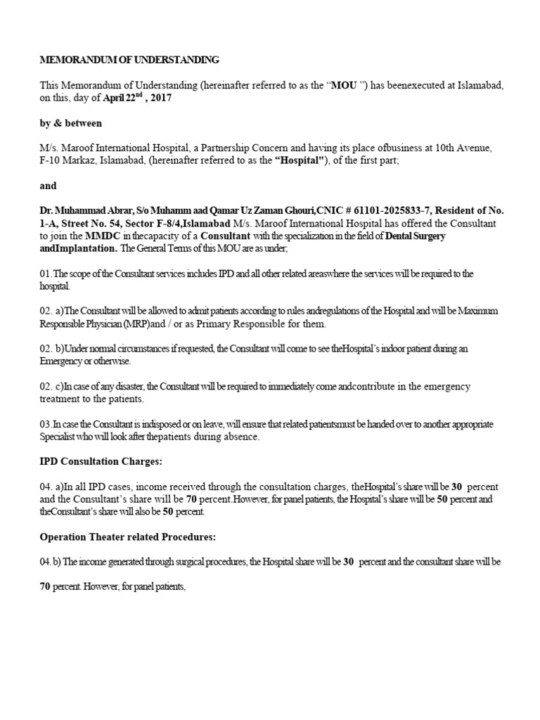 Memorandum of Understanding | PDF | Finance & Money Management