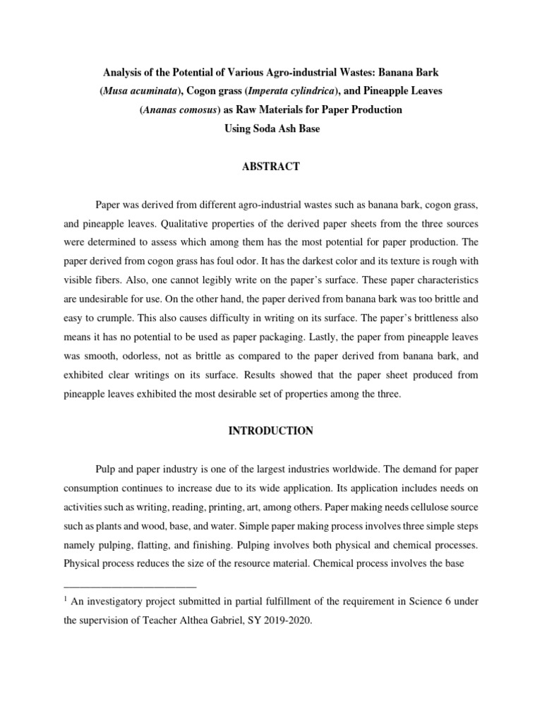 Analysis of The Potential of Various Agr | Download Free PDF | Paper | Pulp (Paper)