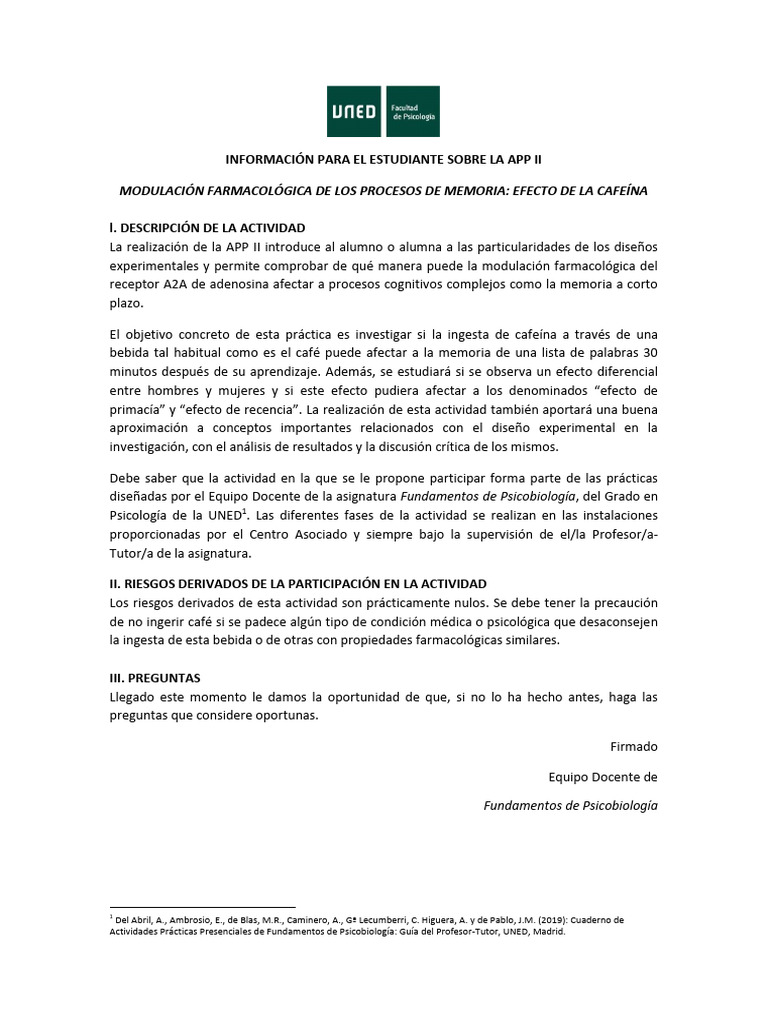 APP2 Consentimiento | PDF | Memoria | Sicología