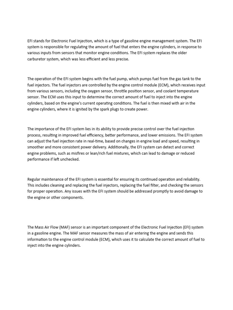 EFI Stands for-WPS Office | PDF | Fuel Injection | Engines