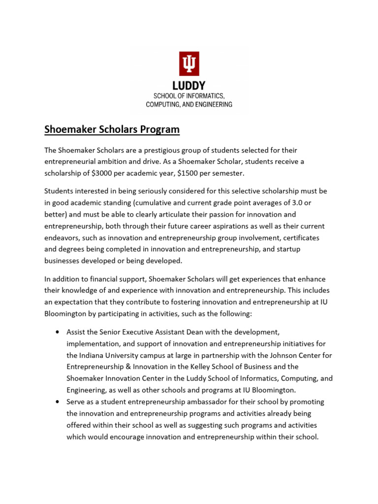 Shoemaker Scholars Program | PDF