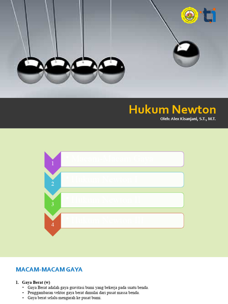 Bab 6 (Hukum Newton I, II, Dan III) | PDF