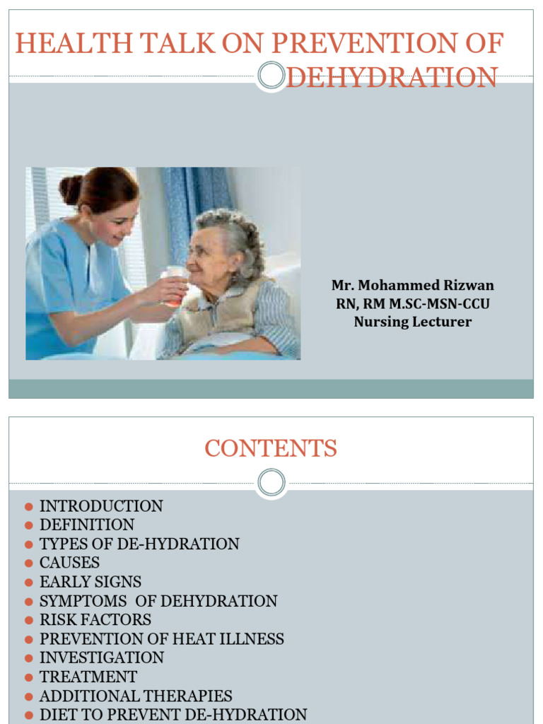 Health Talk Dehydration | PDF | Dehydration | Clinical Medicine