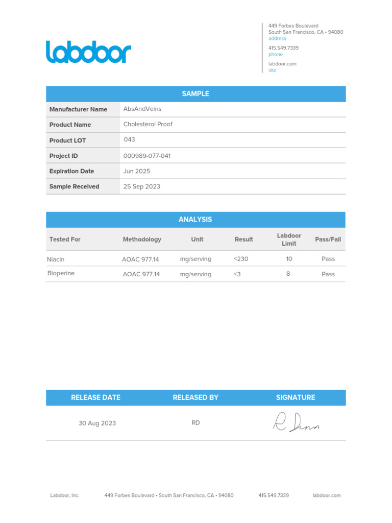 Labdoor Cholestrol Proof | PDF