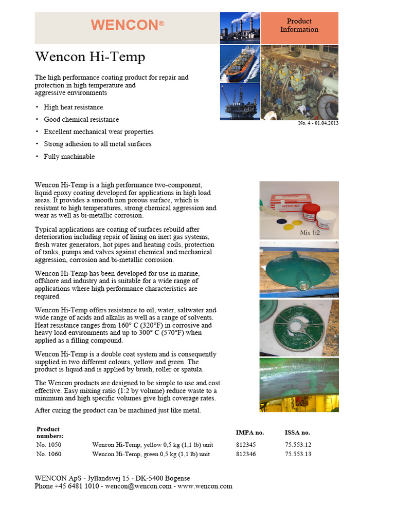 Wencon Hi Temp | PDF | Corrosion | Epoxy