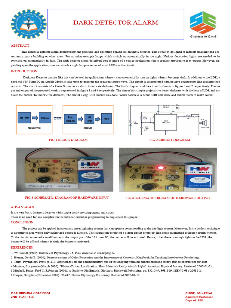 Dark Detector Alarm | PDF | Sensor | Electronic Circuits