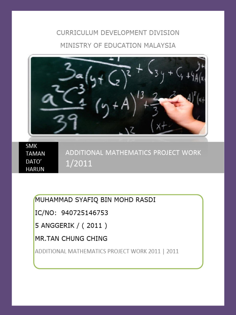 Additional Mathematics Project Work 1 | Download Free PDF | Integral | Calculus