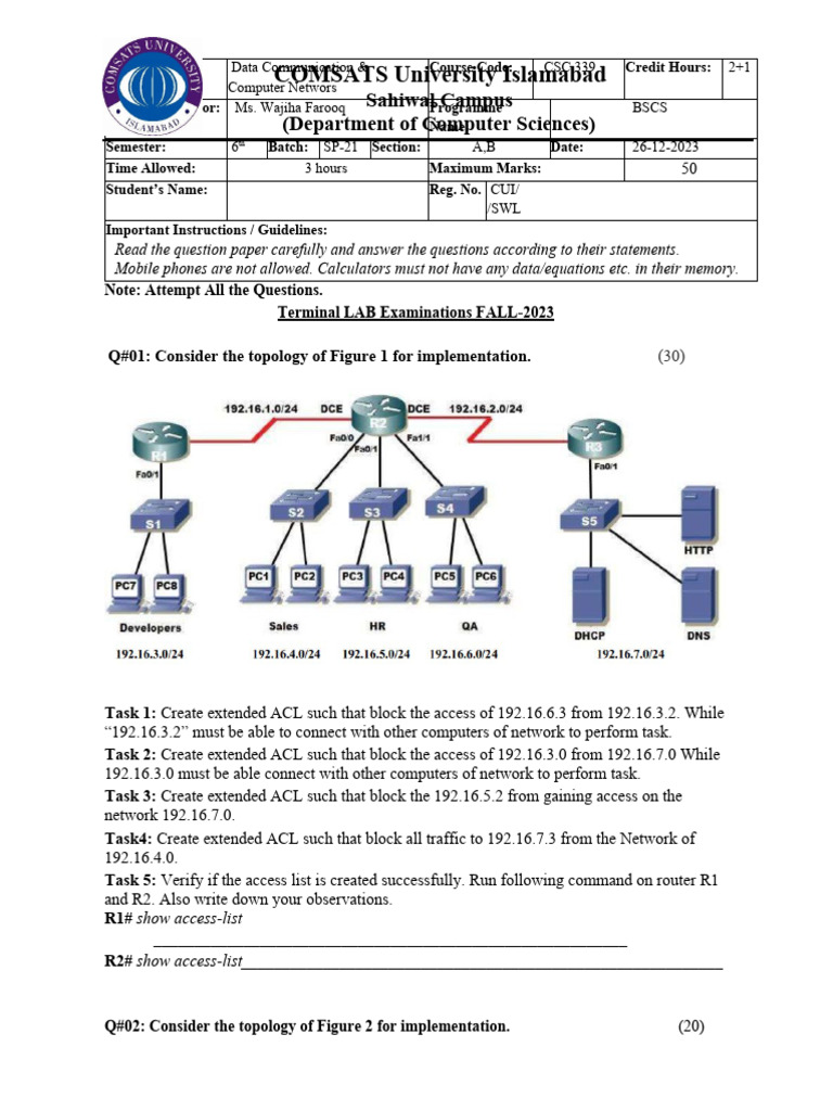 Lab Terminal Exam | PDF