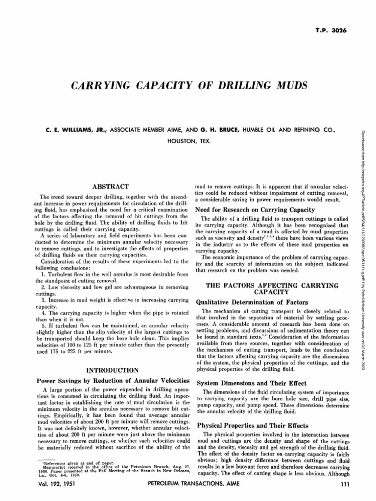 Carrying Capacity of Drilling Muds | PDF | Viscosity | Fluid Dynamics