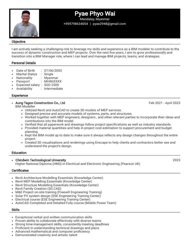 CV 2023102607534182 | PDF | Building Information Modeling | Autodesk Revit