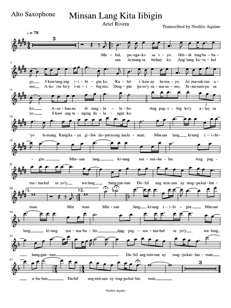 Minsan Lang Kita Iibigin-Alto - Saxophone | PDF