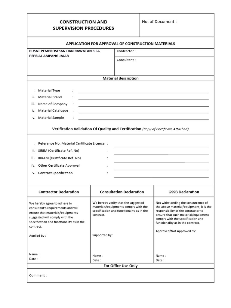 Material Approval Form | PDF