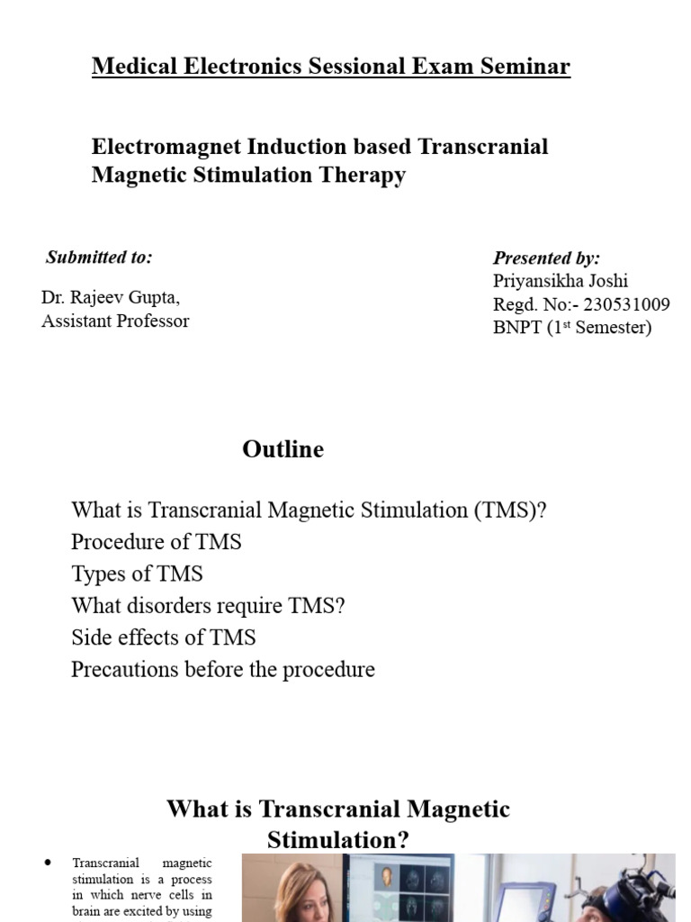 Transcranial Magnetic Stimulation by Priyanshika Final PPT | PDF