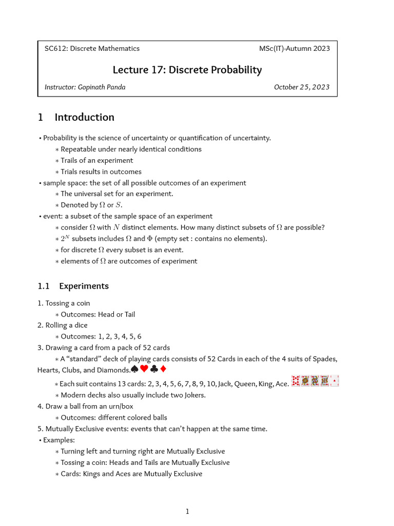 SC612 Lec10 | PDF | Probability | Odds