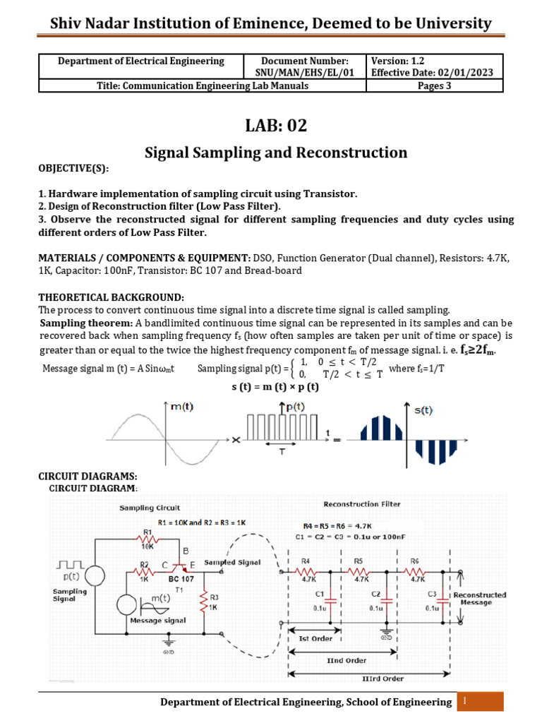 Exp 2 - Signal Sampling and Reconstruction | PDF