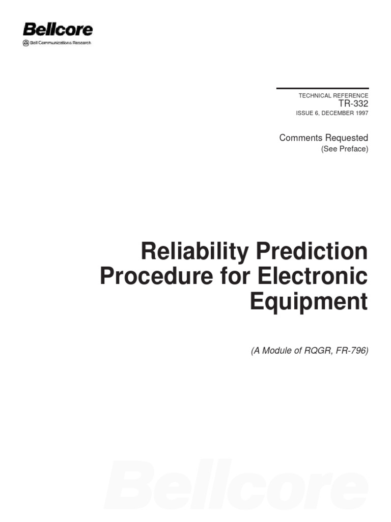 Bellcore TR 332 | PDF | Reliability Engineering | Prediction