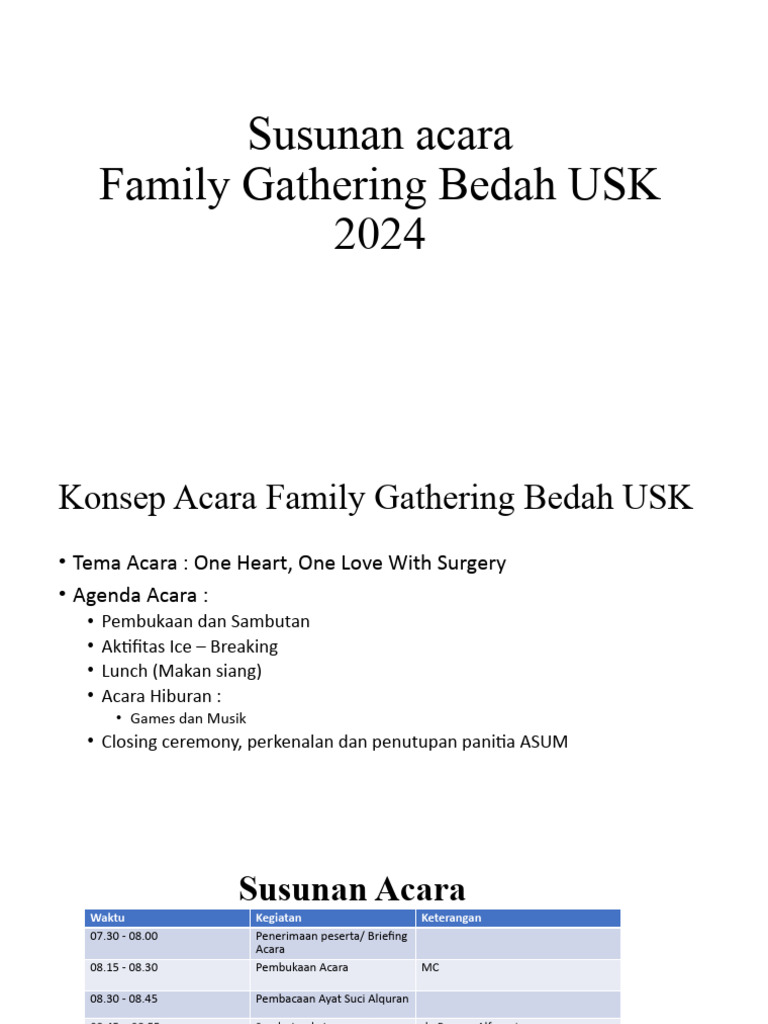 Susunan Acara Family Gathering USK | PDF