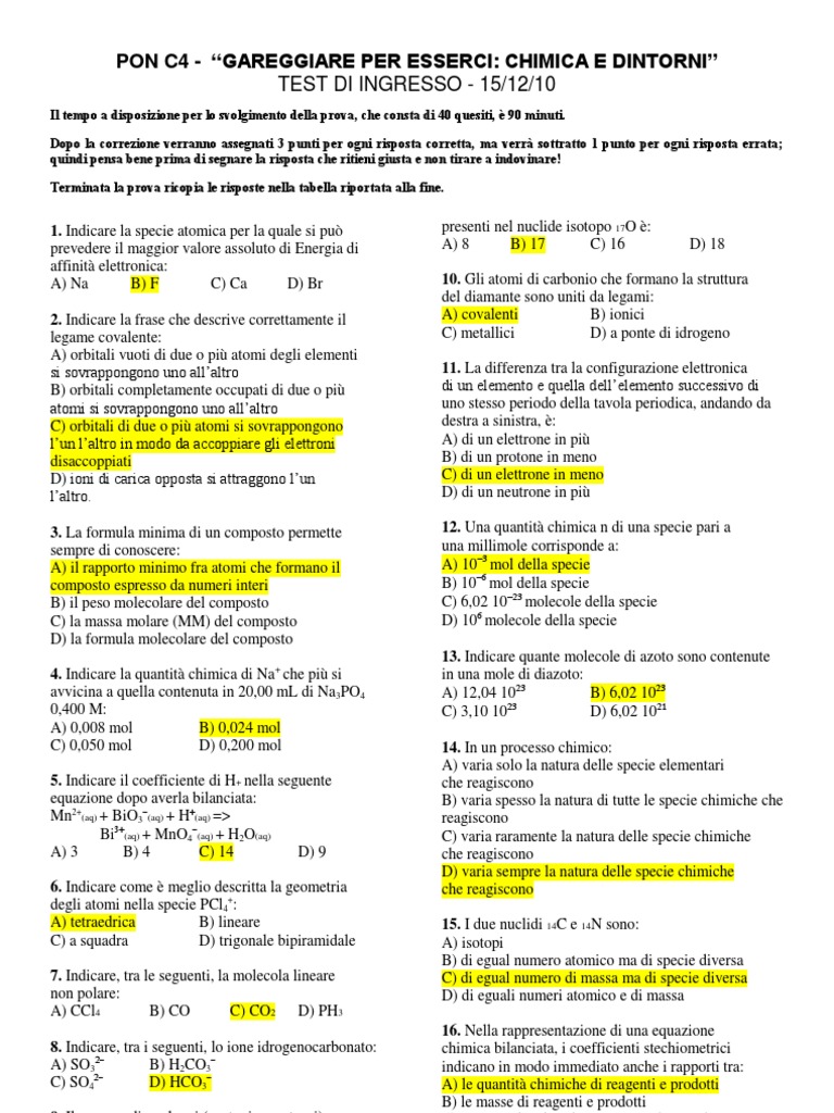 Test a Risposta Multipla