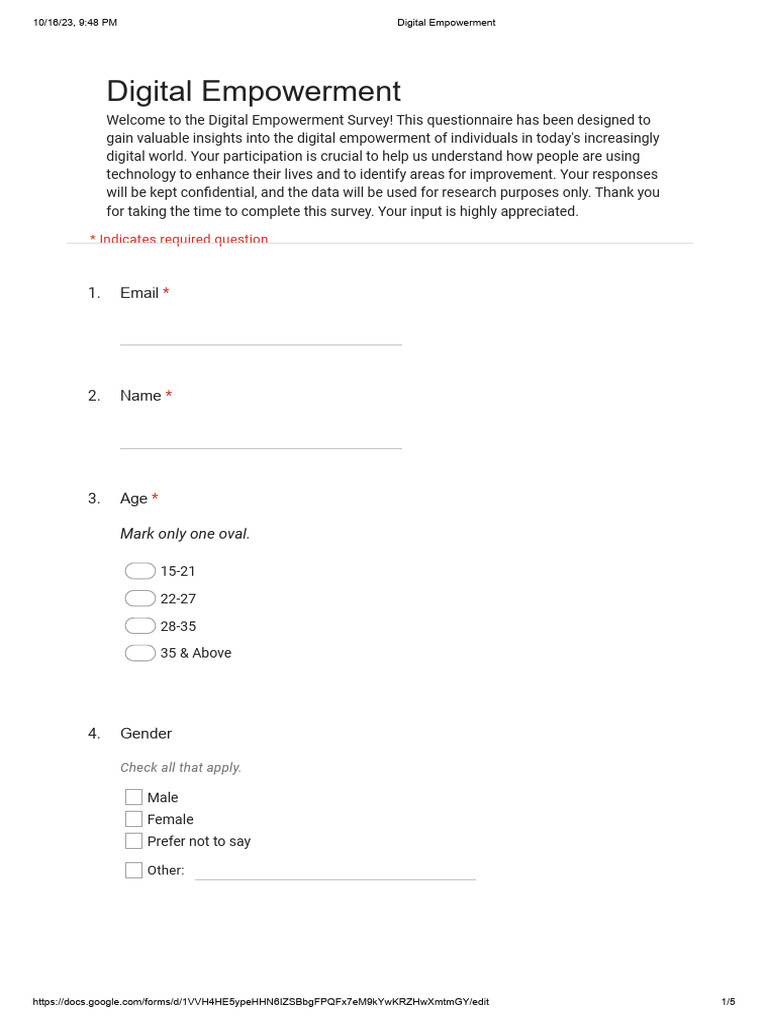 Digital Empowerment - Google Forms | PDF | Data | Social Media