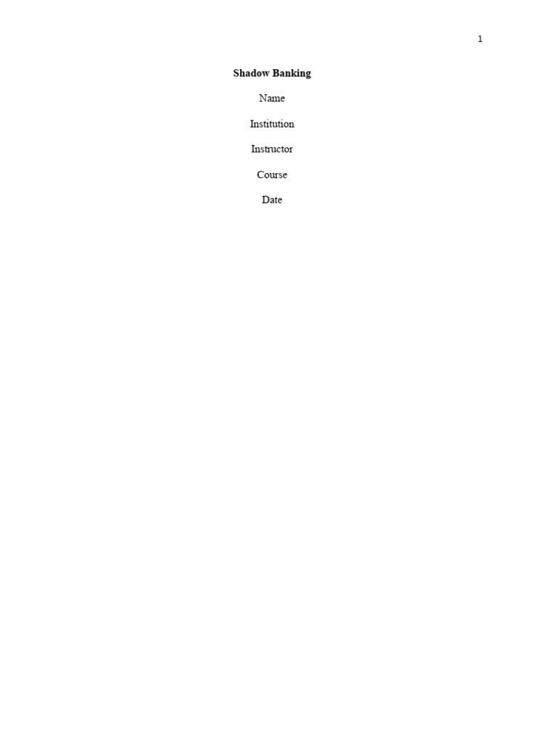 Shadow Banking | PDF | Business | Finance & Money Management