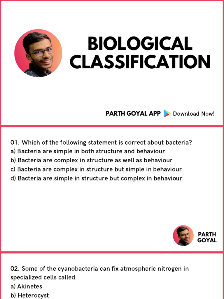Biological Classification 90 Question Neet 2024 | PDF | Bacteria | Fungus