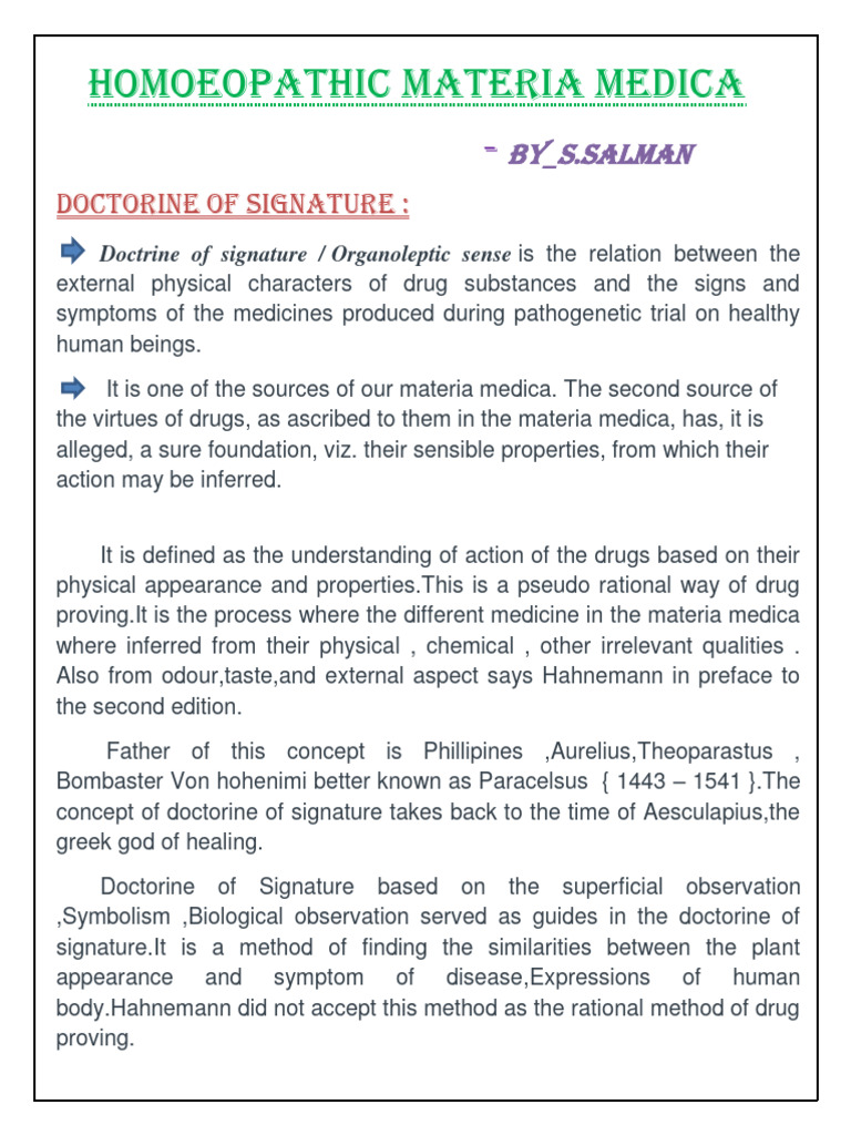 Doctorine of Signature | PDF