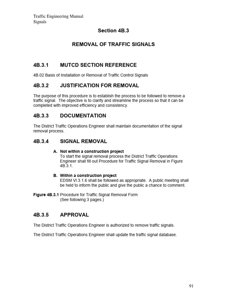 Traffic Signal Removal Process Guide | PDF