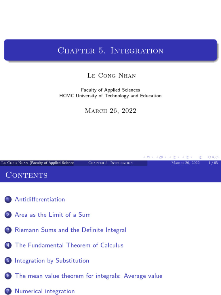 Lecture Note Chapter 5 | PDF | Integral | Summation