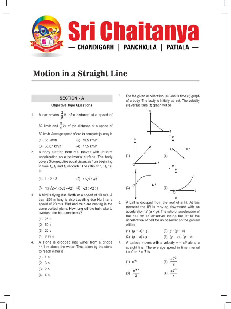 Motion in Straight Line | PDF | Speed | Acceleration